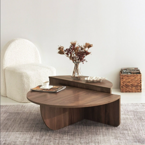 Coffee table, 2 parts – Podium, walnut, melamine-coated chipboard - PS ...