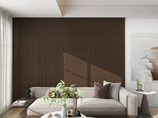 Acoustic panels 21 packages dark oak color - 60.48 m² - PS Auction - We ...